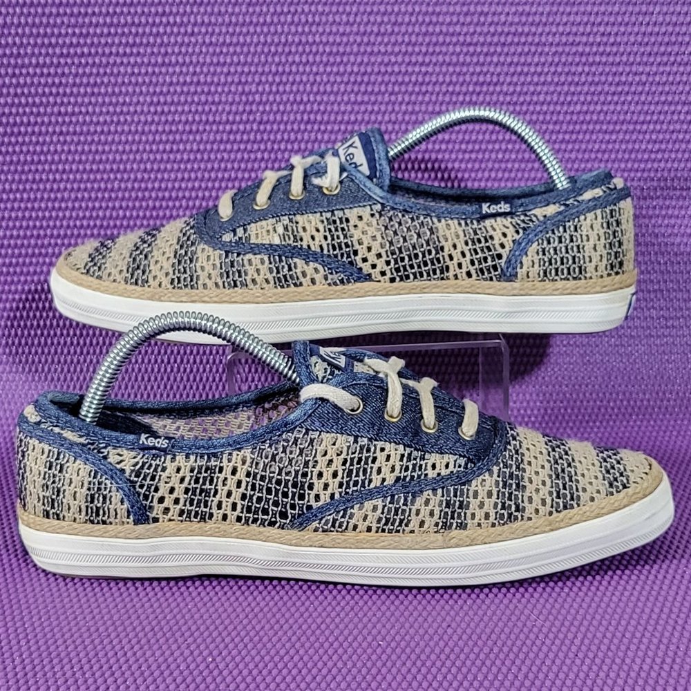Keds Denim Perforated Lace-Up Sneakers - Women's 9 - Gem